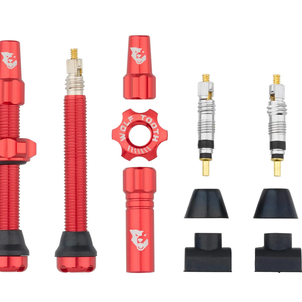 Wolf Tooth Tubeless Presta Valve Stem Kit - 44mm - Red - Made in USA ...