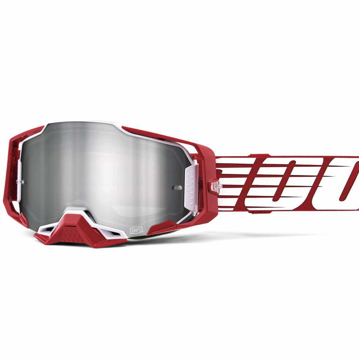 100% ARMEGA Goggle Oversized Deep Red - Flash Silver Lens Sporting ...